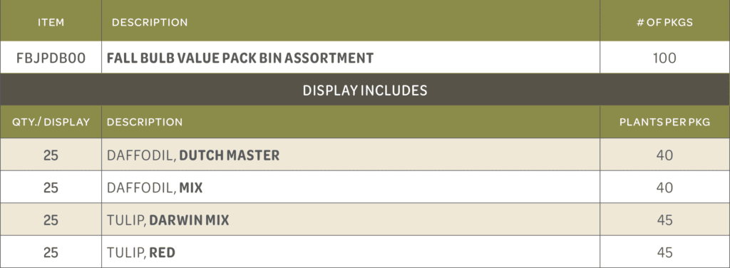 Fall Bulb Value Pack Bin Assortment - Degroot